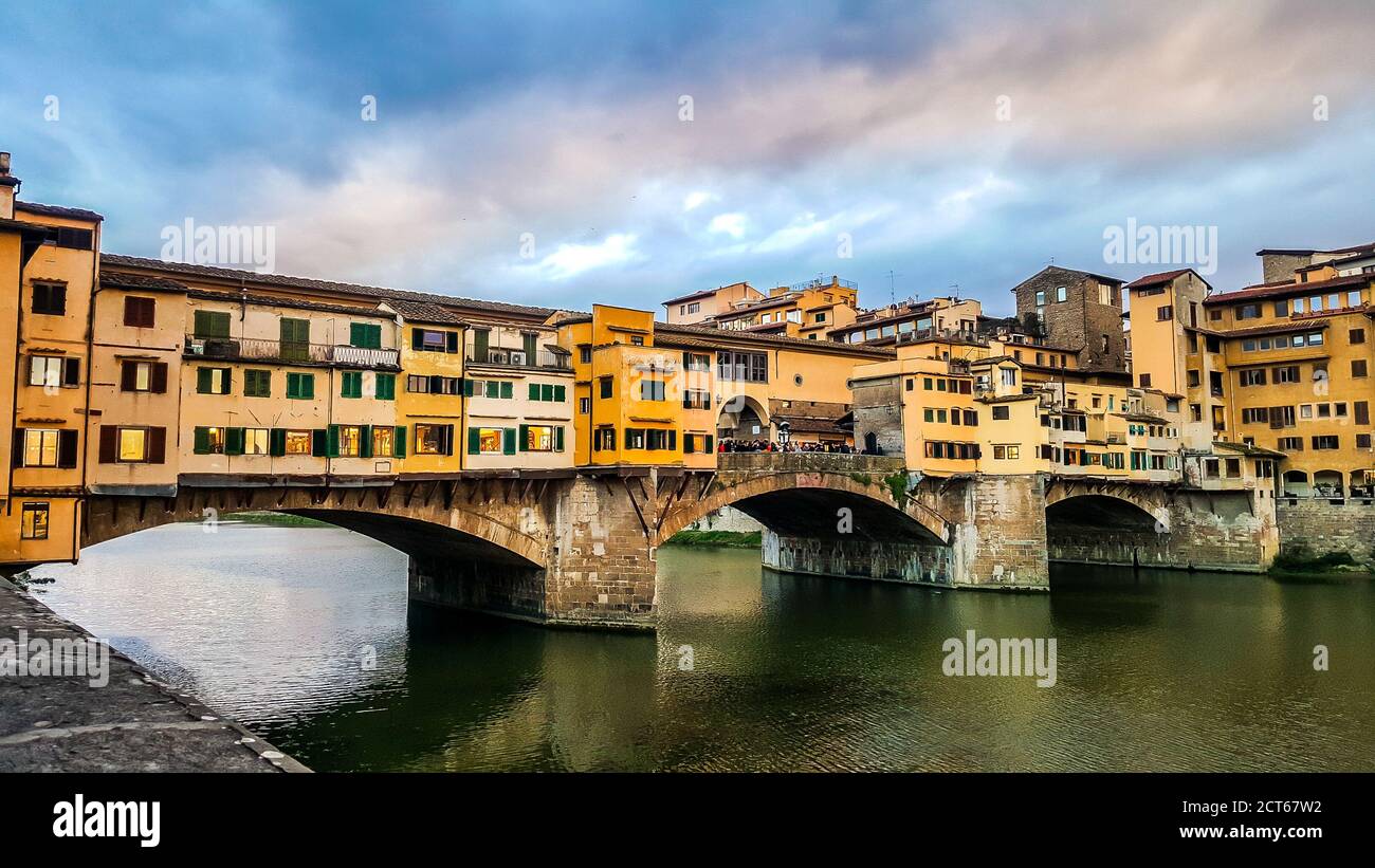 The Ponte Vecchio is a medieval stone closed-spandrel segmental arch ...
