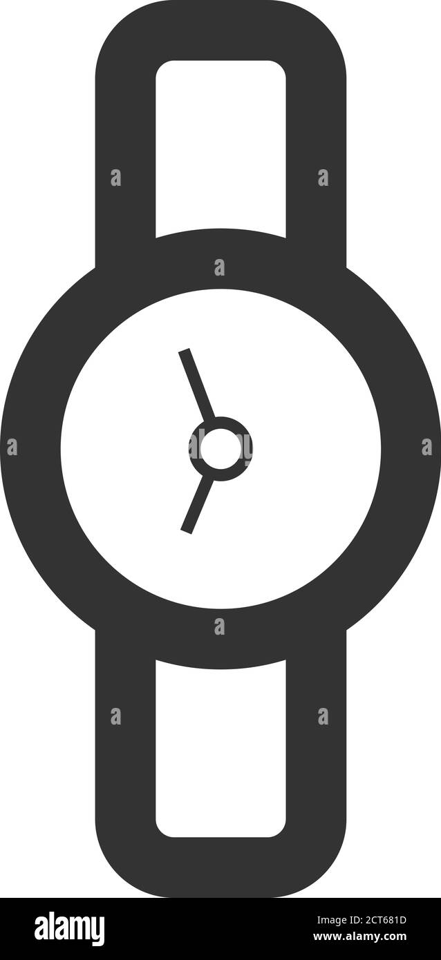 Wrist watch icon in thick outline style. Black and white monochrome ...