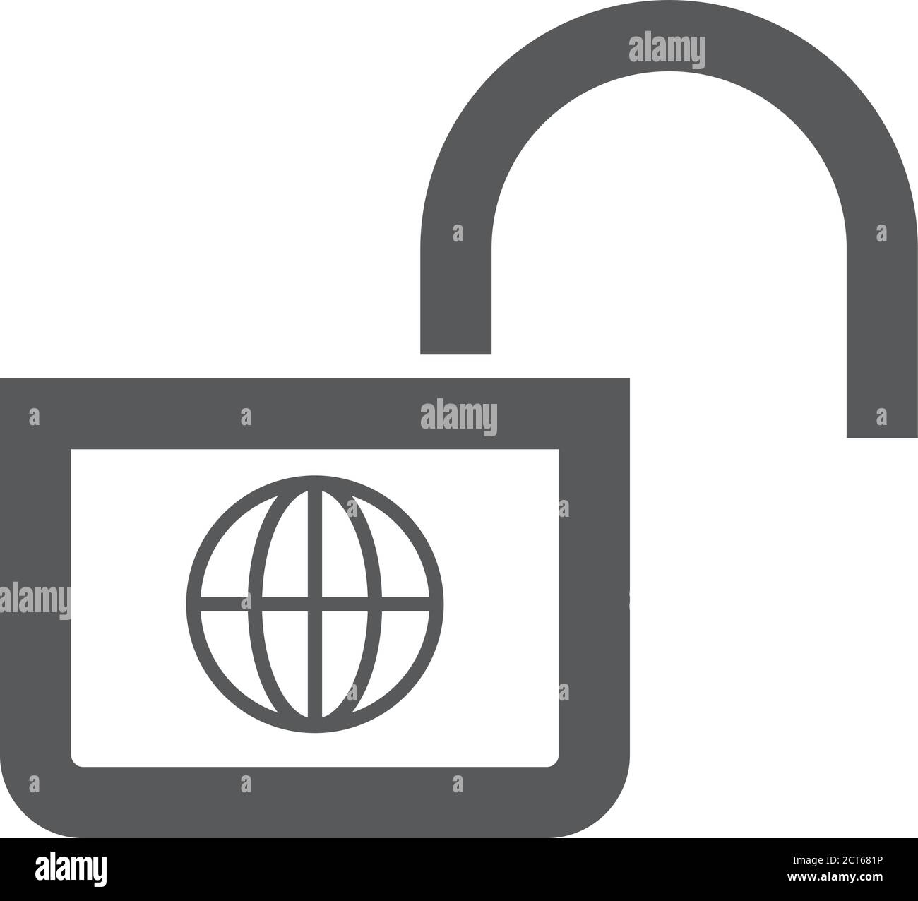 Padlock unlocked icon in thick outline style. Black and white ...