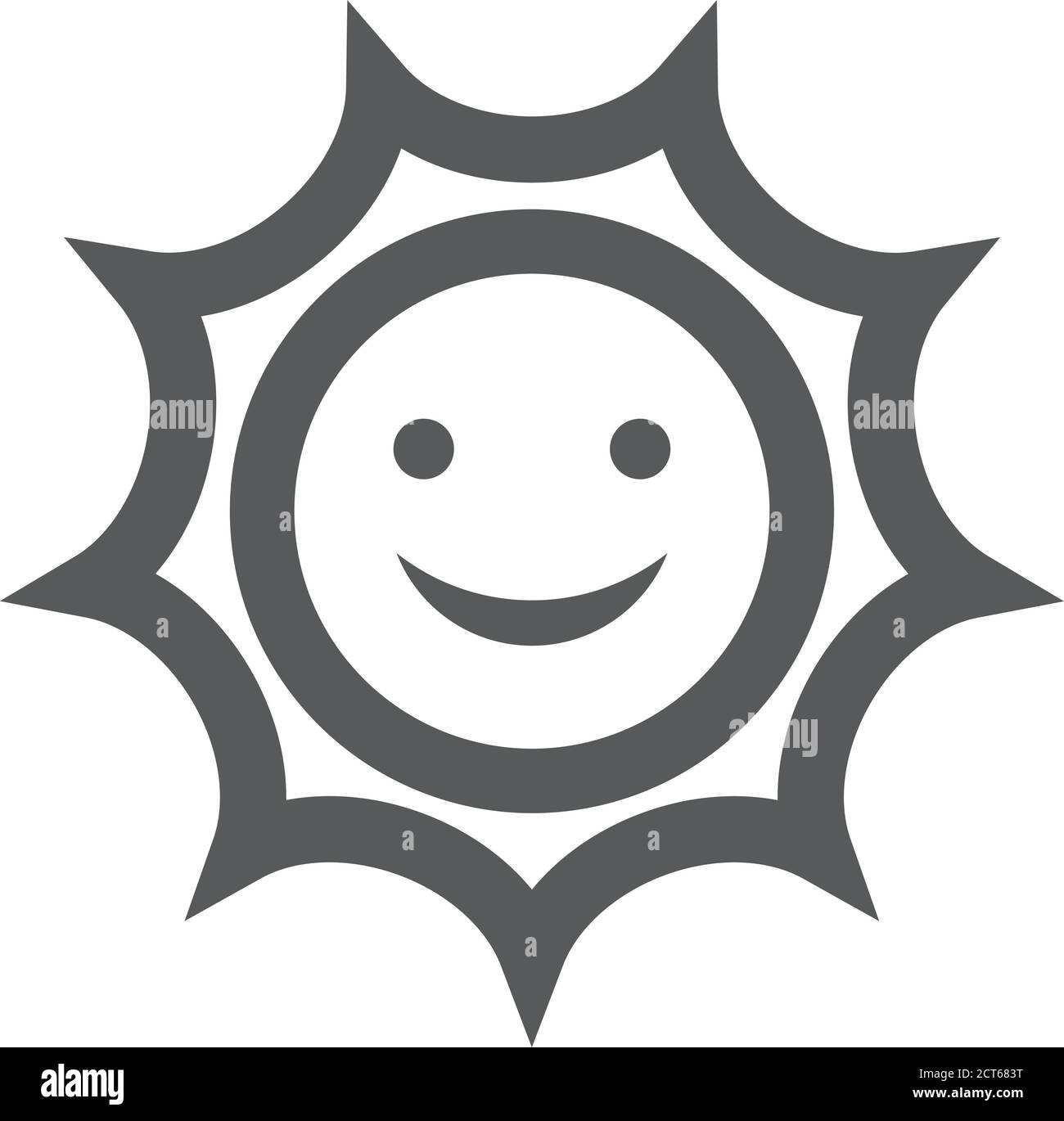 Weather forecast sunny icon in thick outline style. Black and white ...