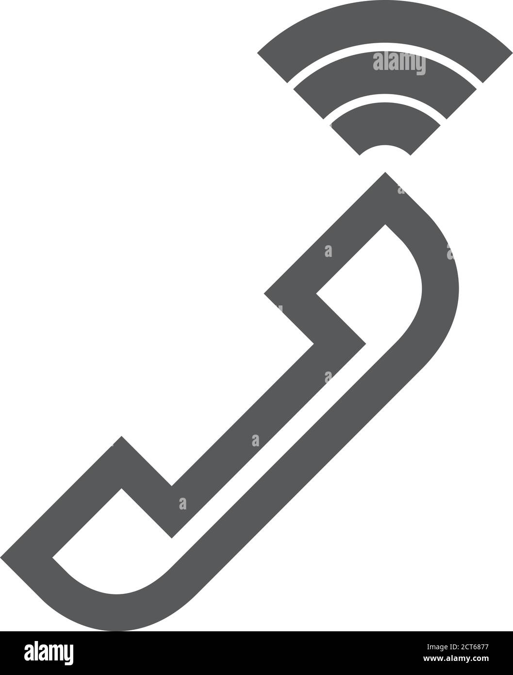 Wireless phone icon in thick outline style. Black and white monochrome ...