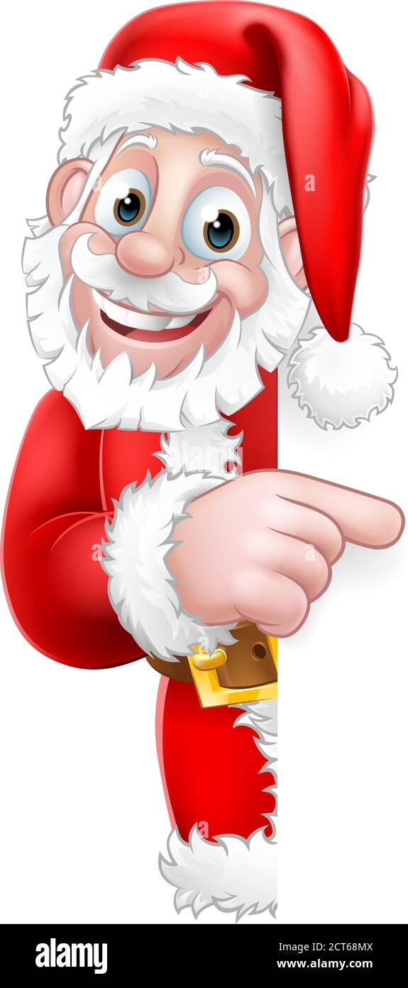 Santa Peeking Christmas Cartoon Sign Pointing Stock Vector Image & Art ...