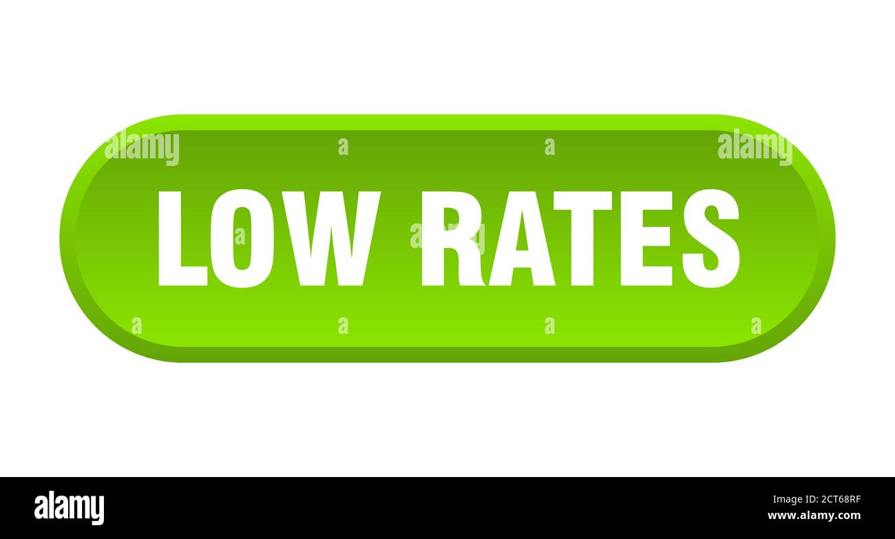 low rates button. rounded sign isolated on white background Stock ...
