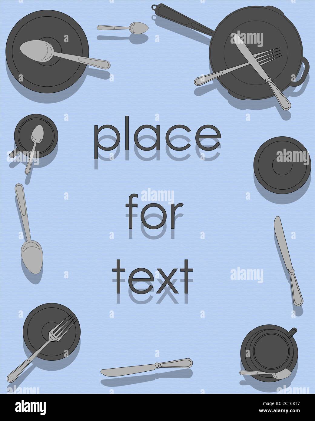 background for the menu in the form of a frame of cutlery on a light ...