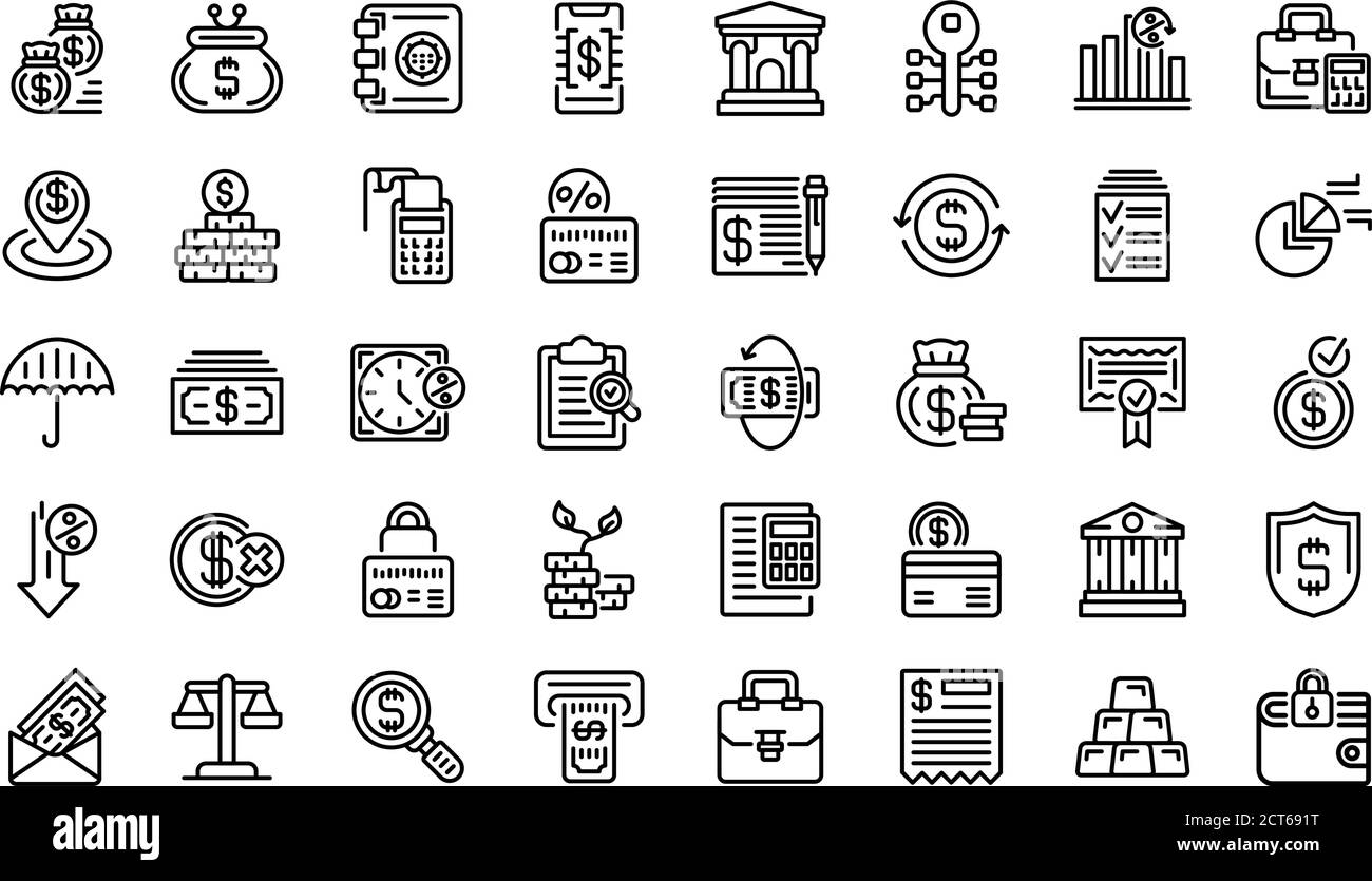 Bank icons set, outline style Stock Vector Image & Art - Alamy