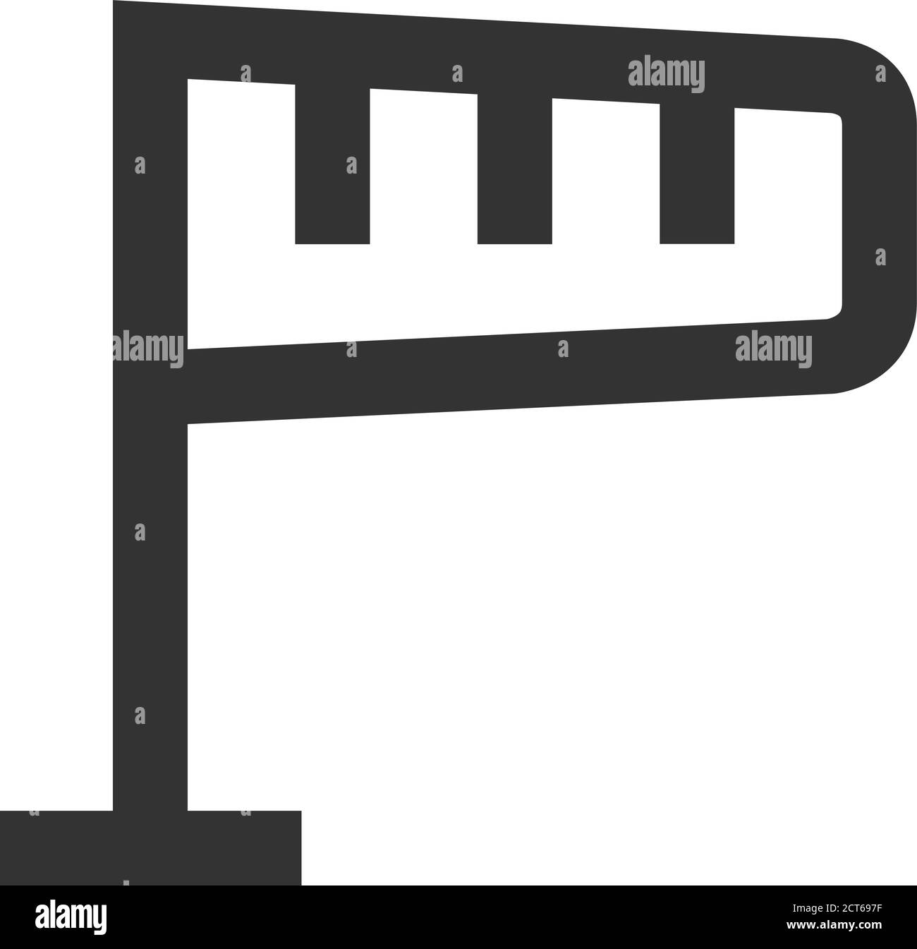 Windsock icon in thick outline style. Black and white monochrome vector ...