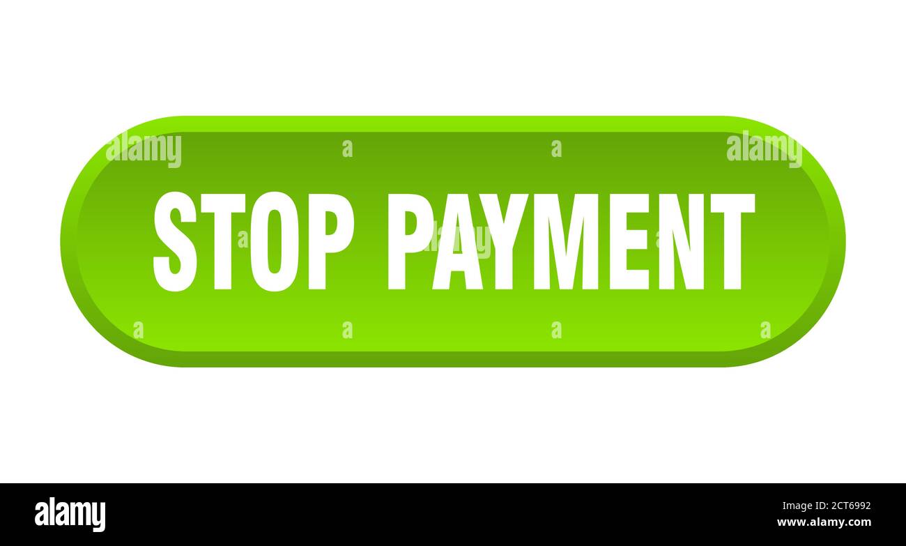 stop payment button. rounded sign isolated on white background Stock ...