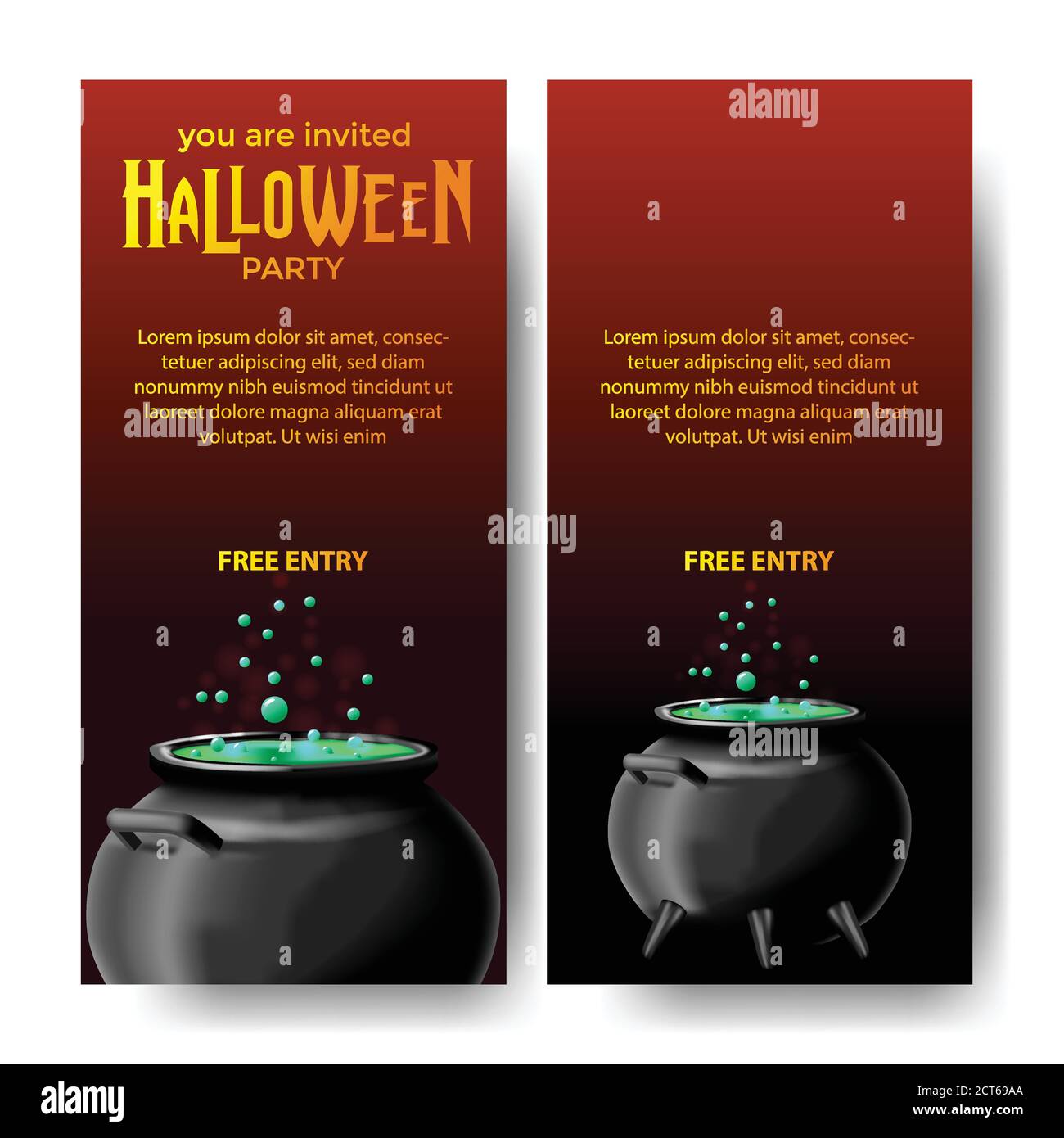 Halloween banner party invitation card with illustration of potion in ...