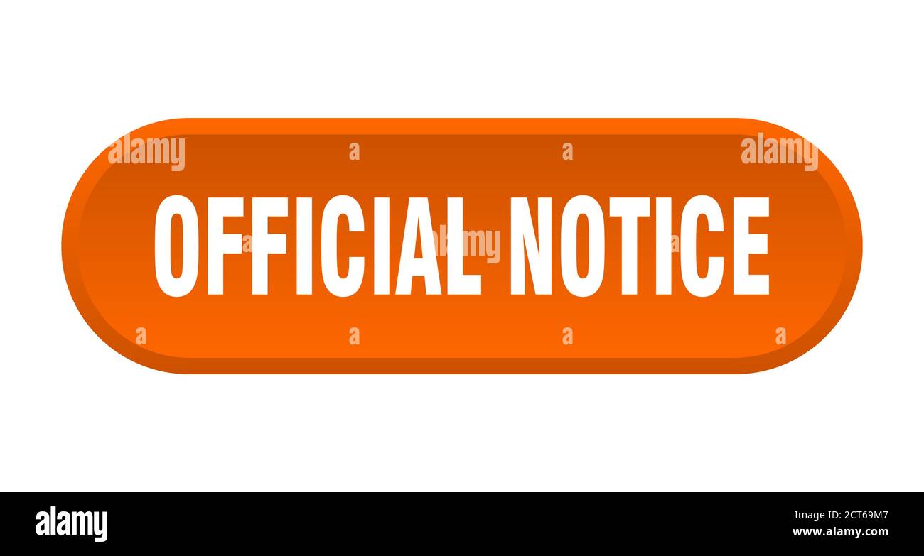 official notice button. rounded sign isolated on white background Stock ...