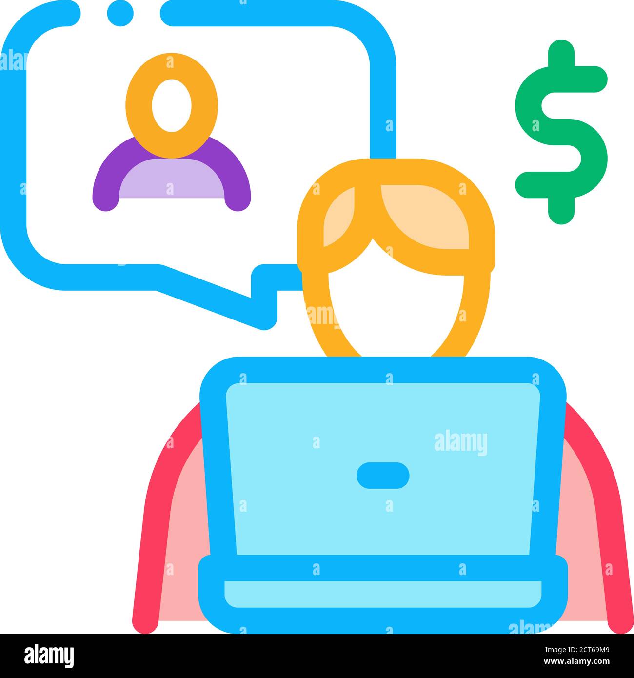 manager communicate with customer icon vector outline illustration ...