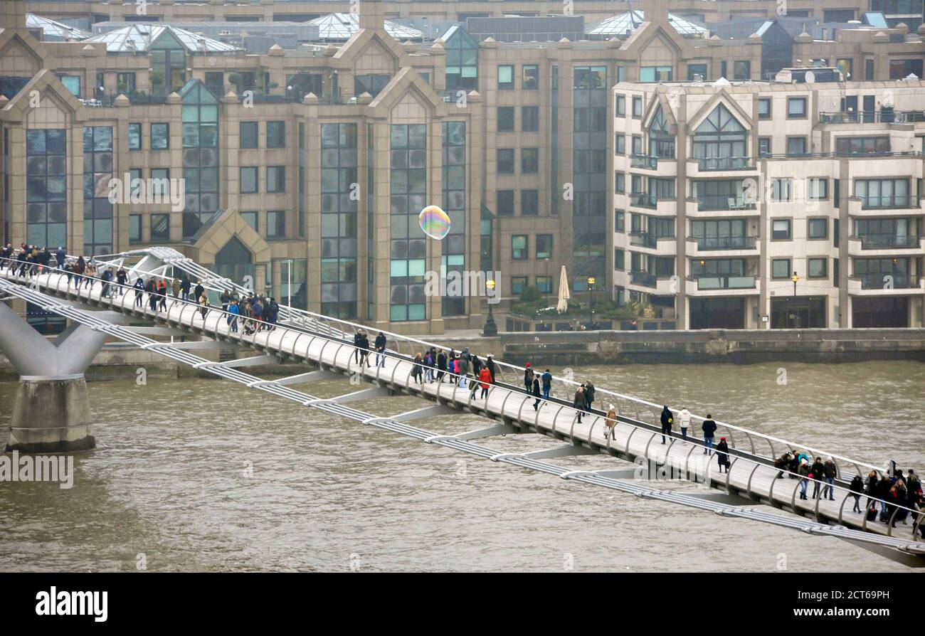 London, Millennium Bridge, view from the Modern Tate Gallery Stock ...