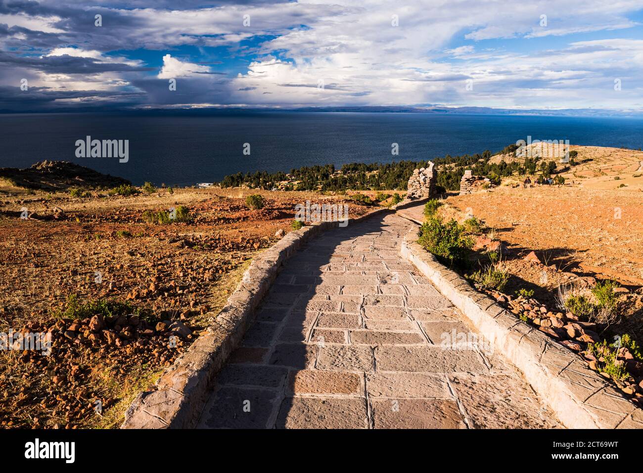 Inca path on Amantani Islands (Isla Amantani), Lake Titicaca, Peru ...