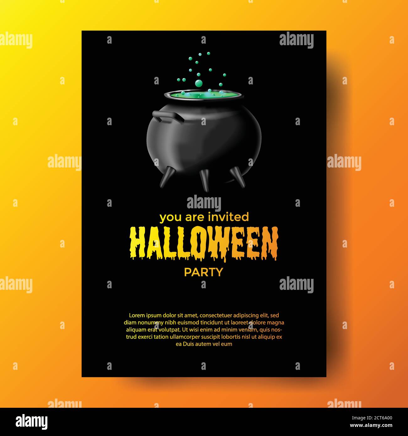 Halloween party invitation poster template with potion in the pot Stock ...