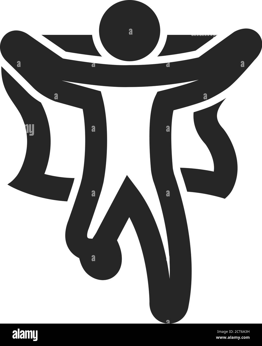 Wining sprinter icon in thick outline style. Black and white monochrome ...