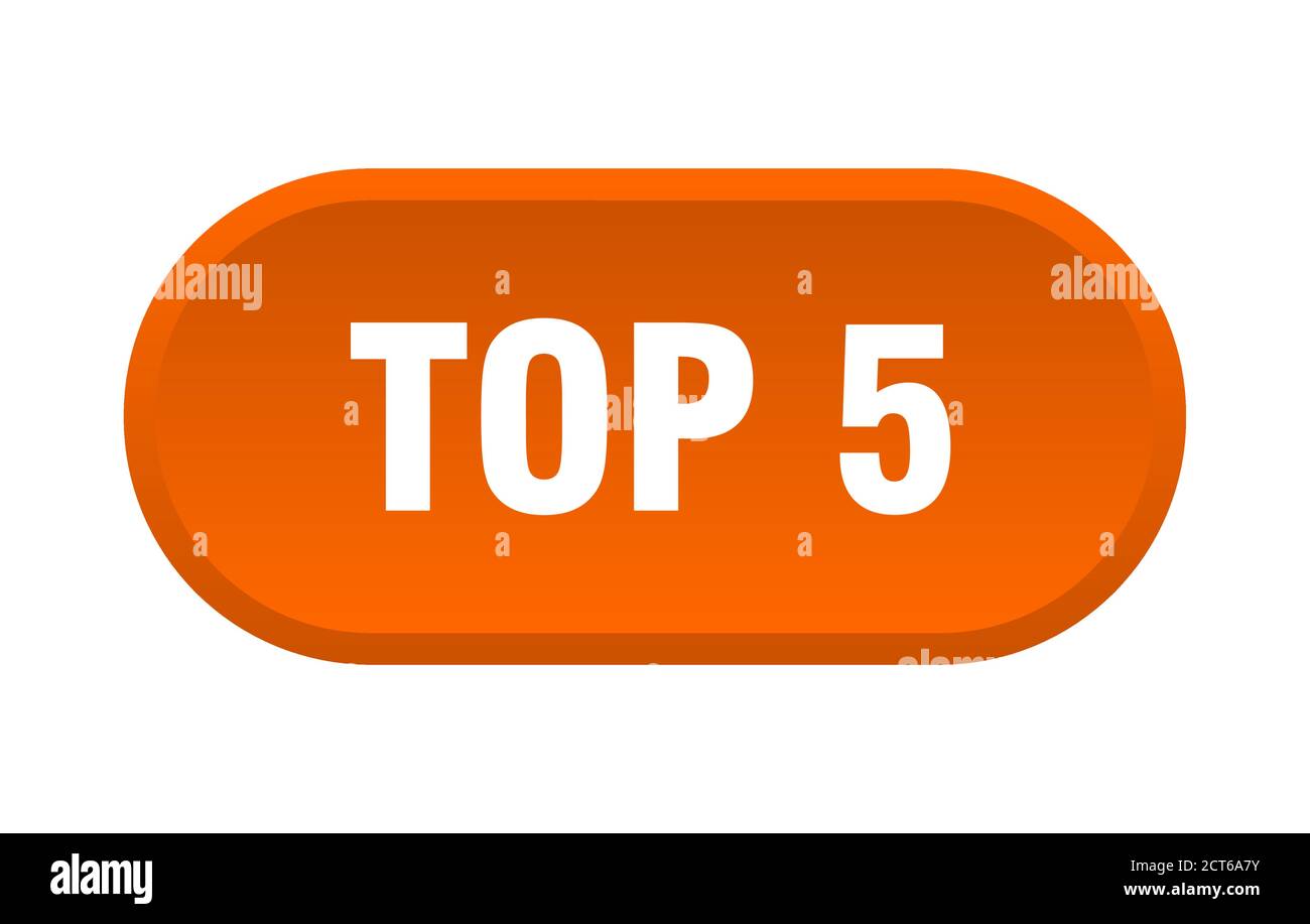 top 5 button. rounded sign isolated on white background Stock Vector ...