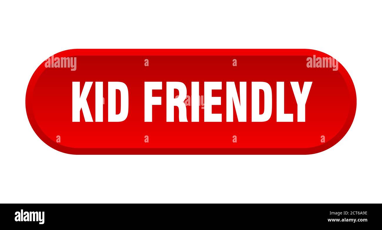 kid friendly button. rounded sign isolated on white background Stock ...