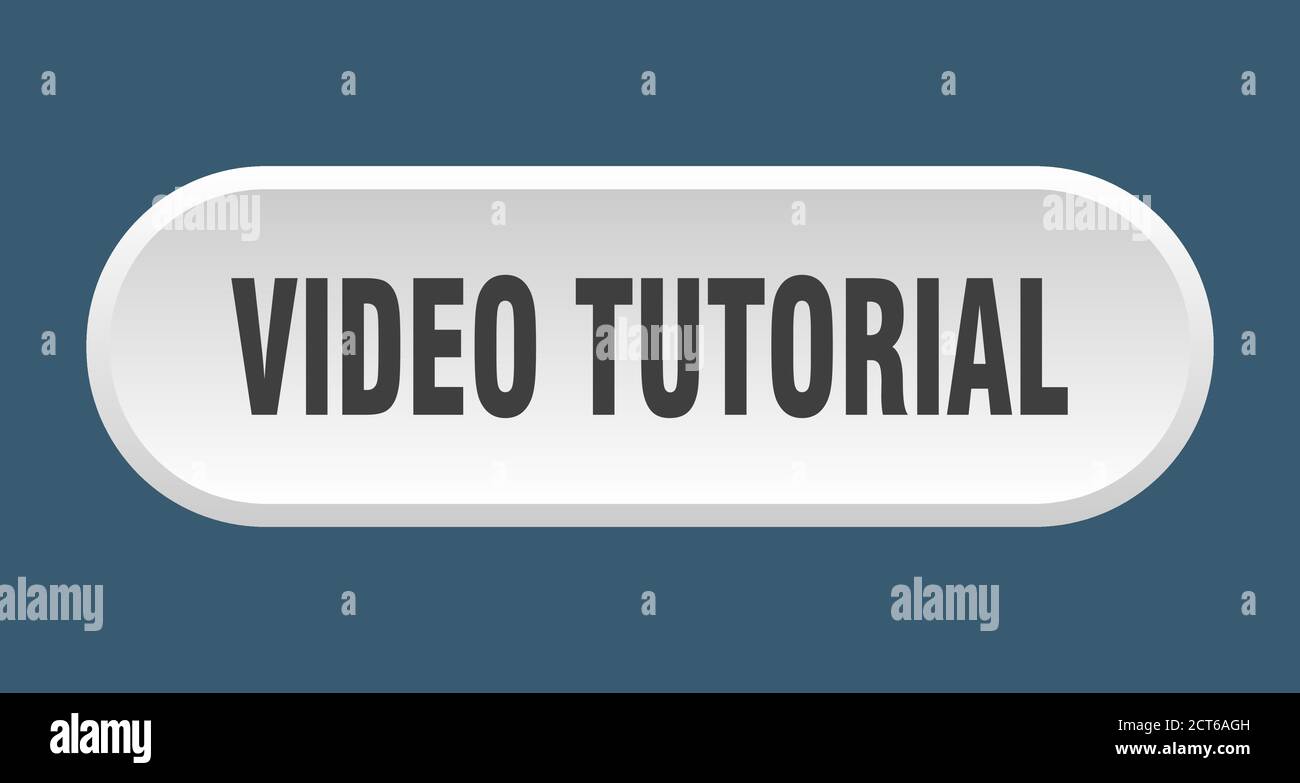 video tutorial button. rounded sign isolated on white background Stock ...