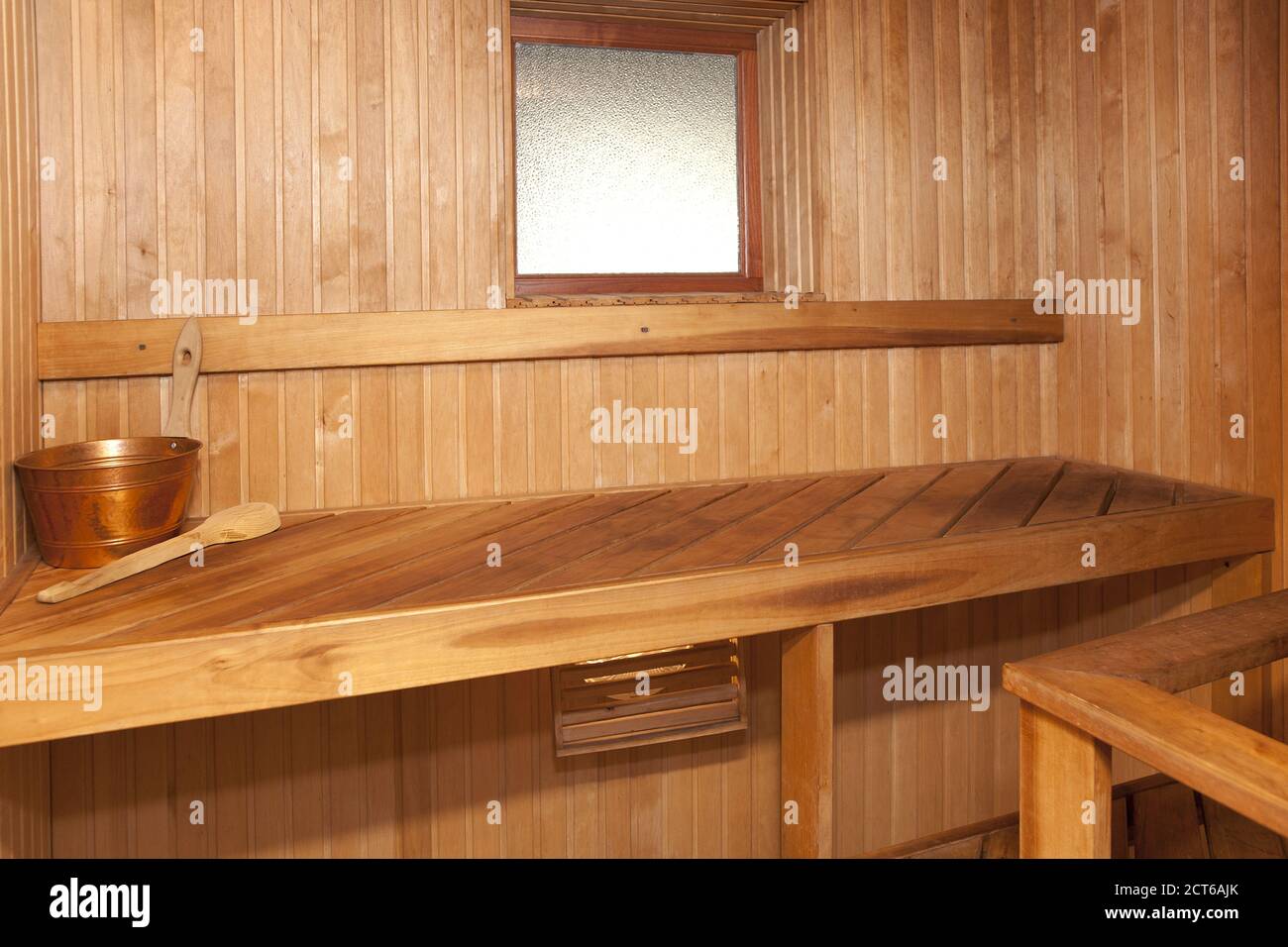 Empty Spa sauna interior, wooden clad walls and seating Stock Photo - Alamy