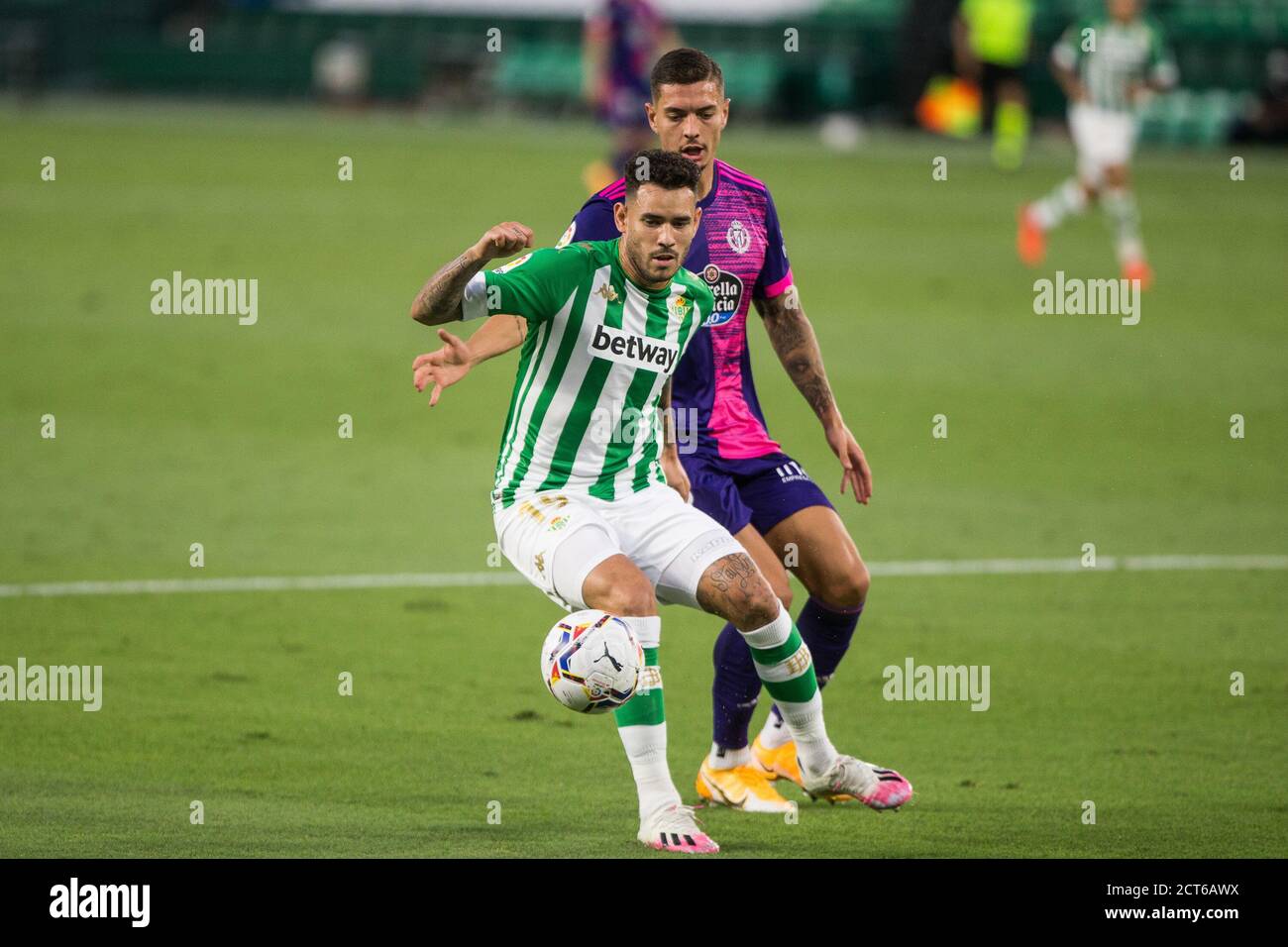Javi Sanchez of Real Valladolid and Tonny Sanabria of Real Betis during ...