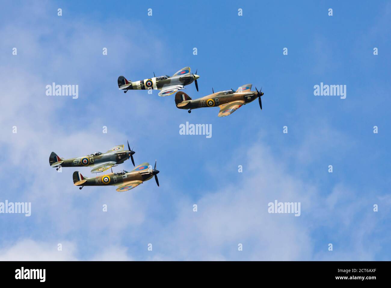 Formation of Spitfires and Hurricane of the Battle of Britain Memorial ...