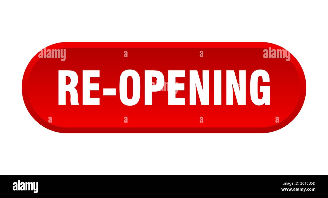 re-opening button. rounded sign isolated on white background Stock ...