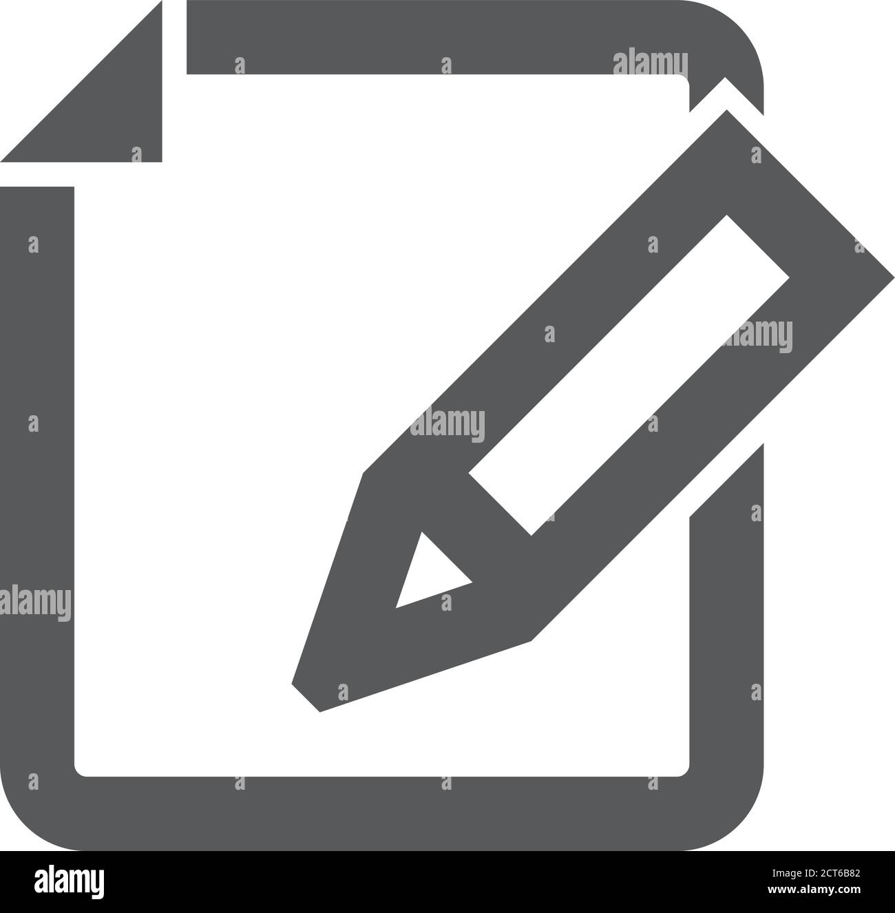 Document edit icon in thick outline style. Black and white monochrome ...