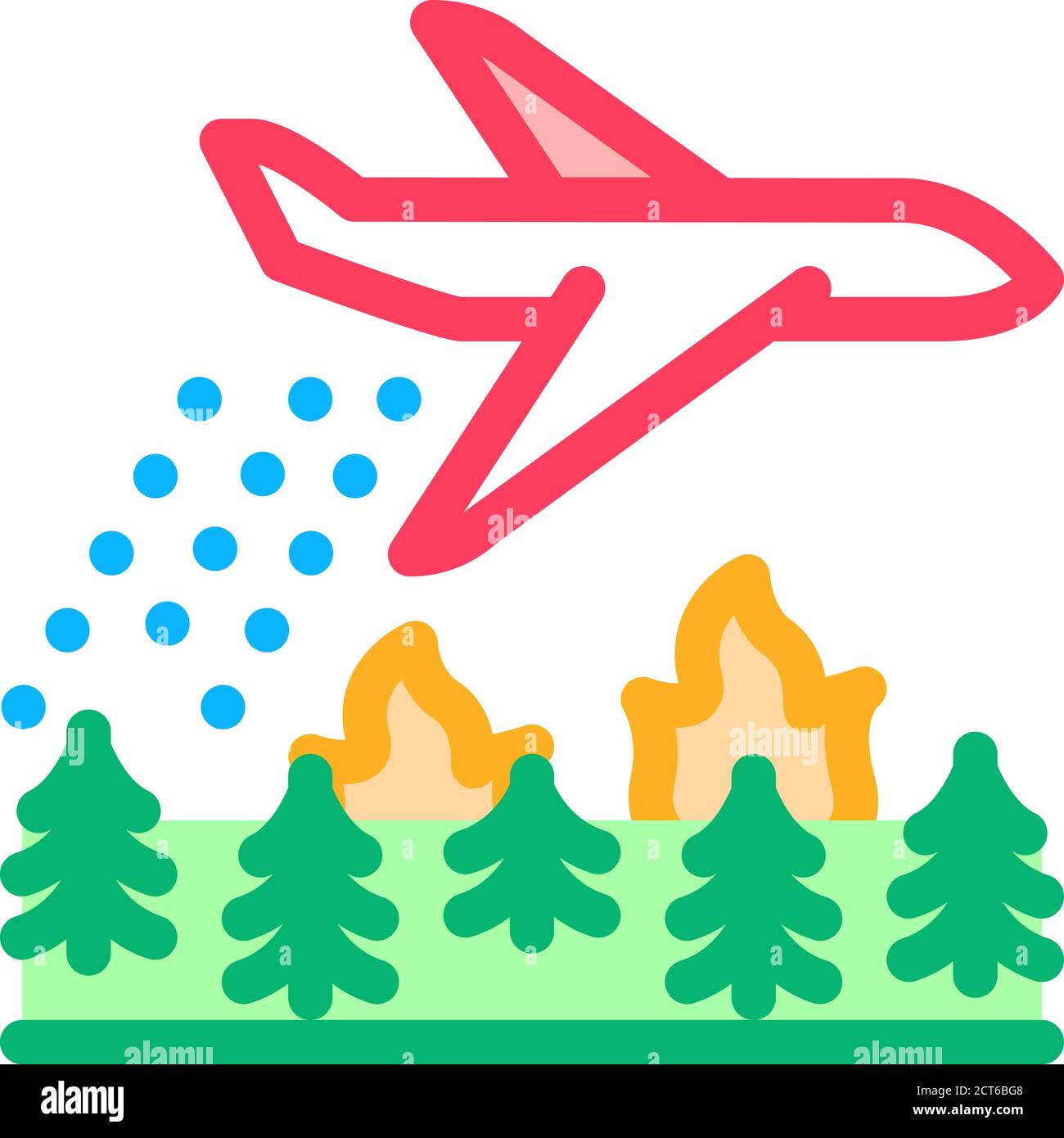 airplane forest fire extinguishing icon vector outline illustration ...