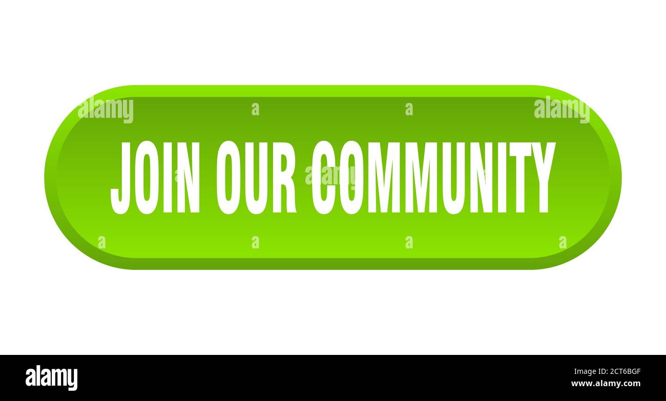 join our community button. rounded sign isolated on white background ...