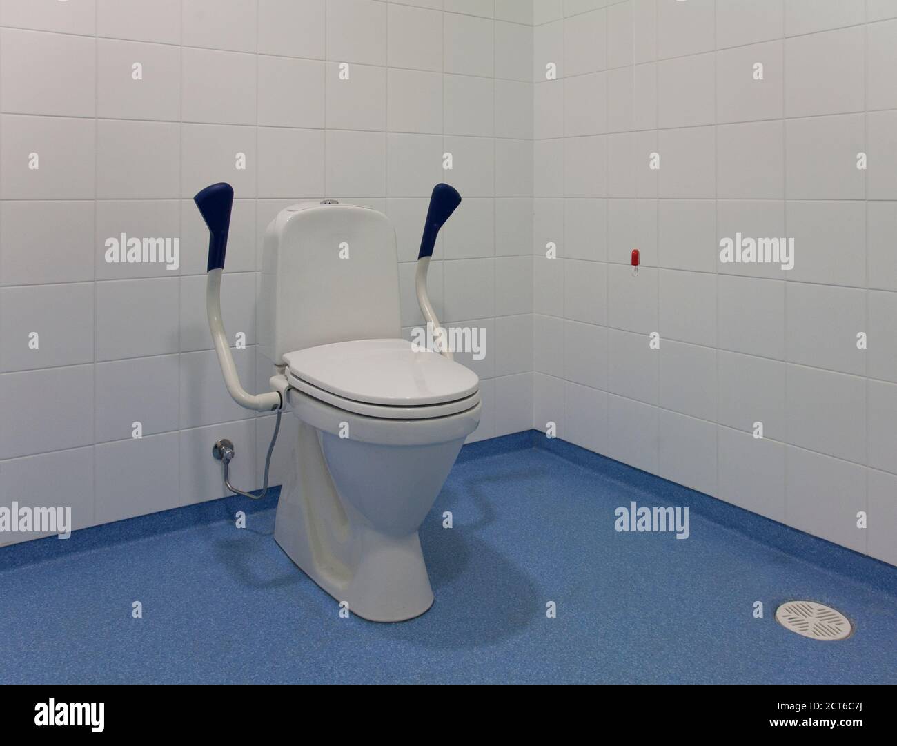Accessible Toilet, a spacious cubicle with toilet bowl and adjustable ...