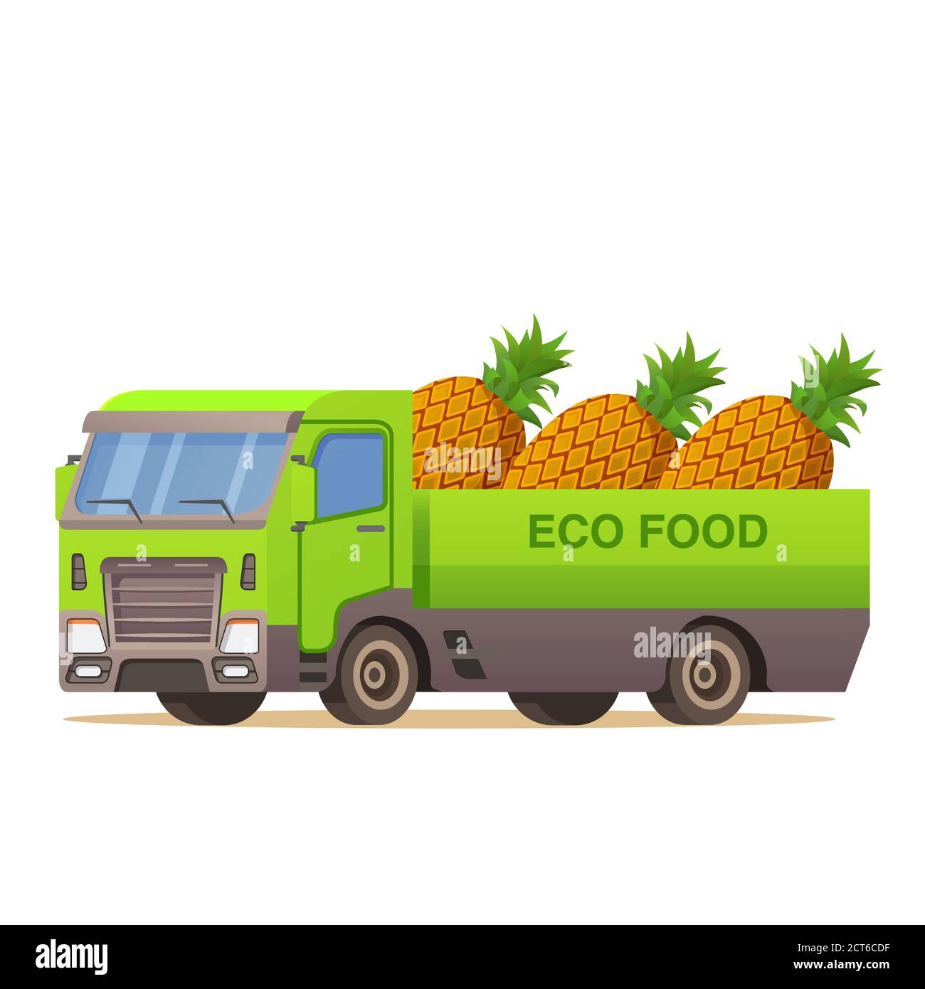 Food delivery truck pineapple.Fruit harvest.Car illustration vector ...