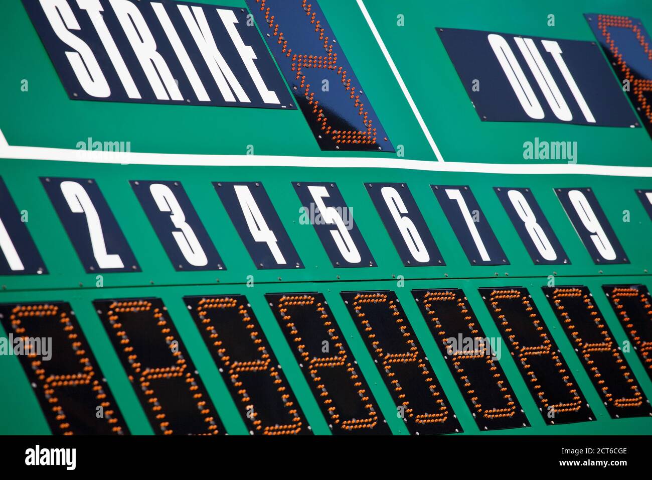 Baseball Scoreboard, green board and large letters and numbers Stock ...