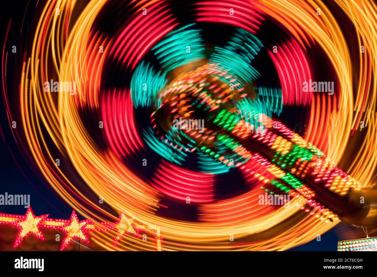 Amusement Park Ride At Night Stock Photo - Alamy