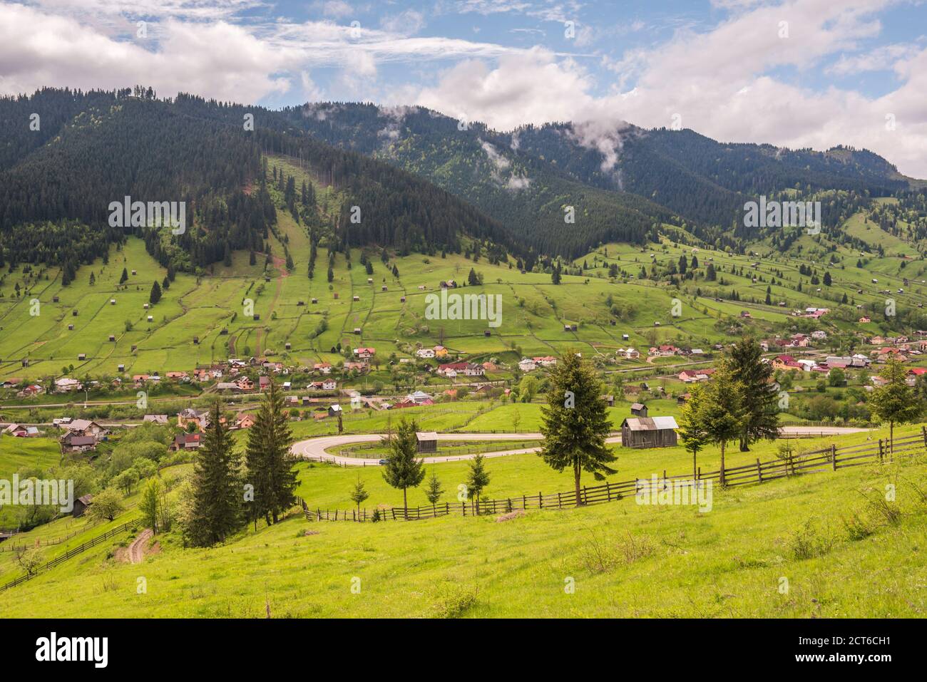 Hilly, rural landscape of the Bukovina Region, at Sadova, Romania Stock ...