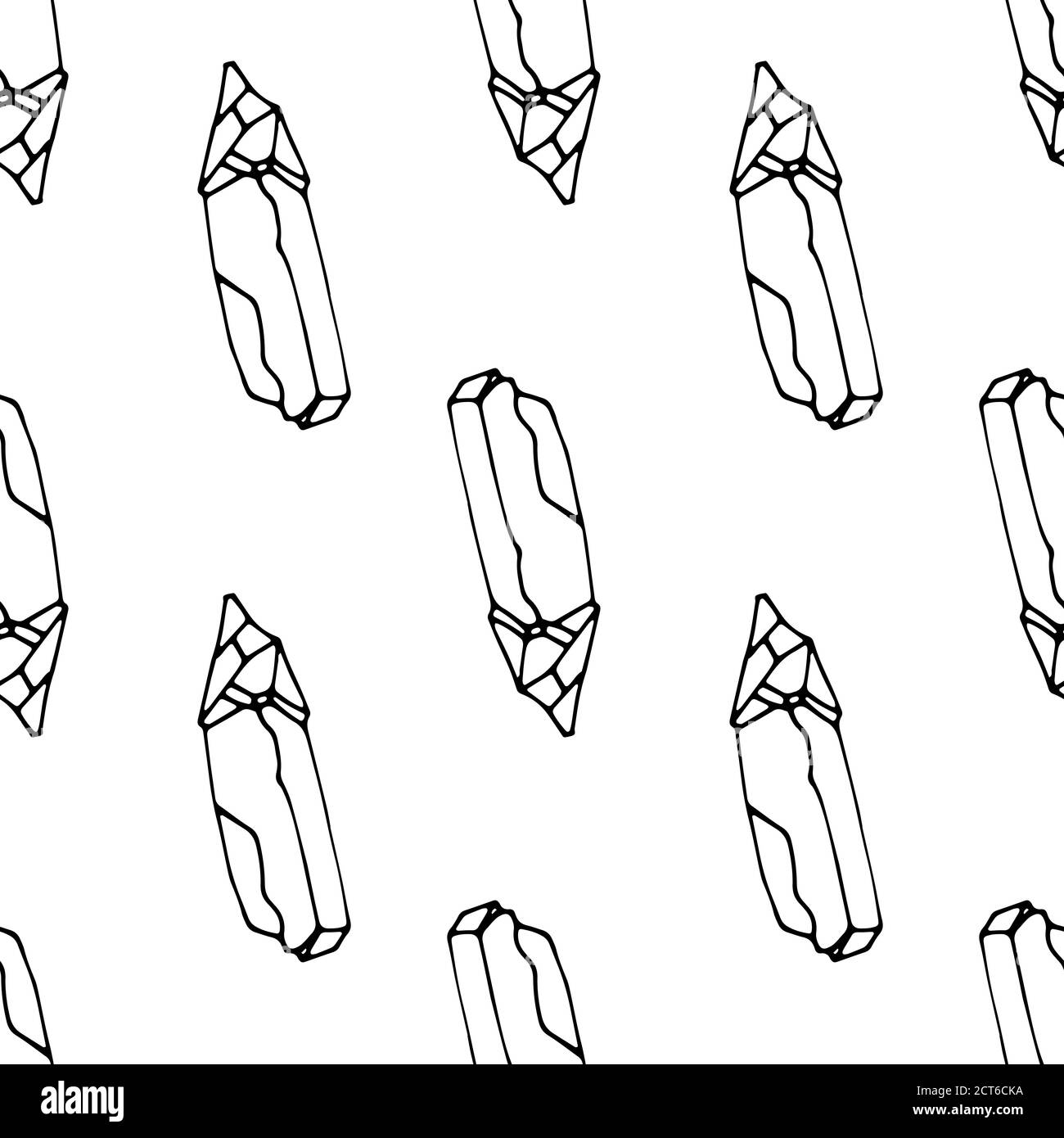 Monochrome seamless pattern with hand drawn crystals on white ...