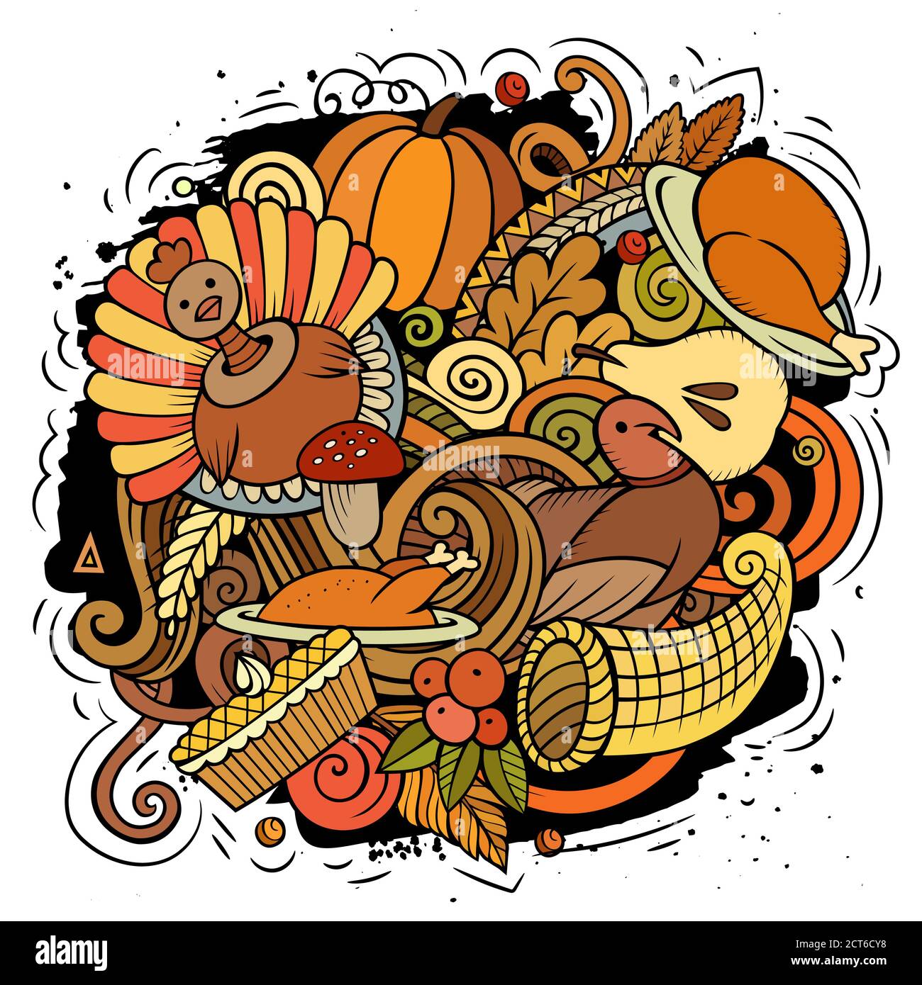 Thanksgiving hand drawn cartoon doodles illustration Stock Vector Image ...