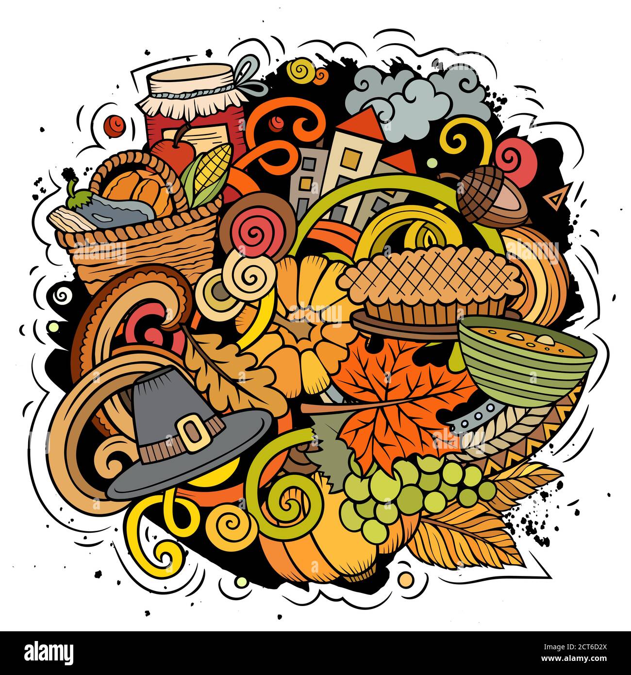 Thanksgiving hand drawn cartoon doodles illustration Stock Vector Image ...