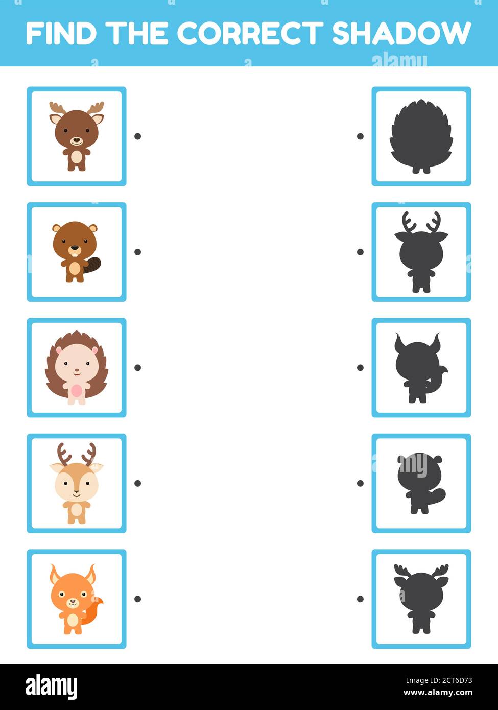Game template find correct shadow. Matching game for children with ...