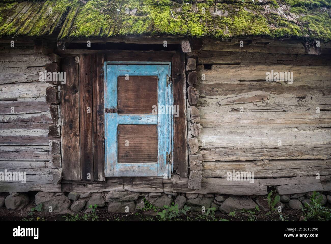 Traditional old wooden house in Breb (Brebre), Maramures, Romania Stock ...