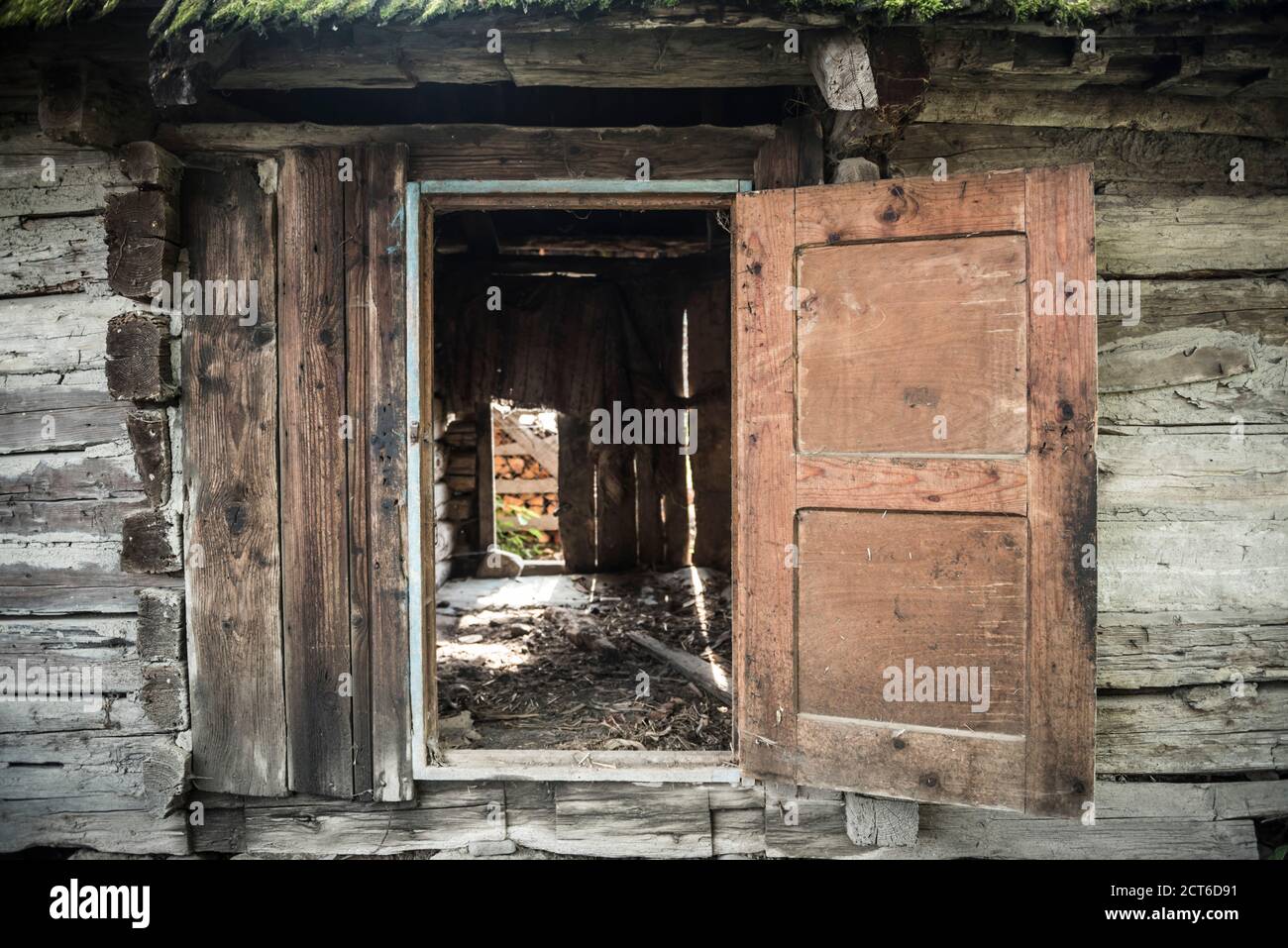 Traditional old wooden house in Breb (Brebre), Maramures, Romania Stock ...