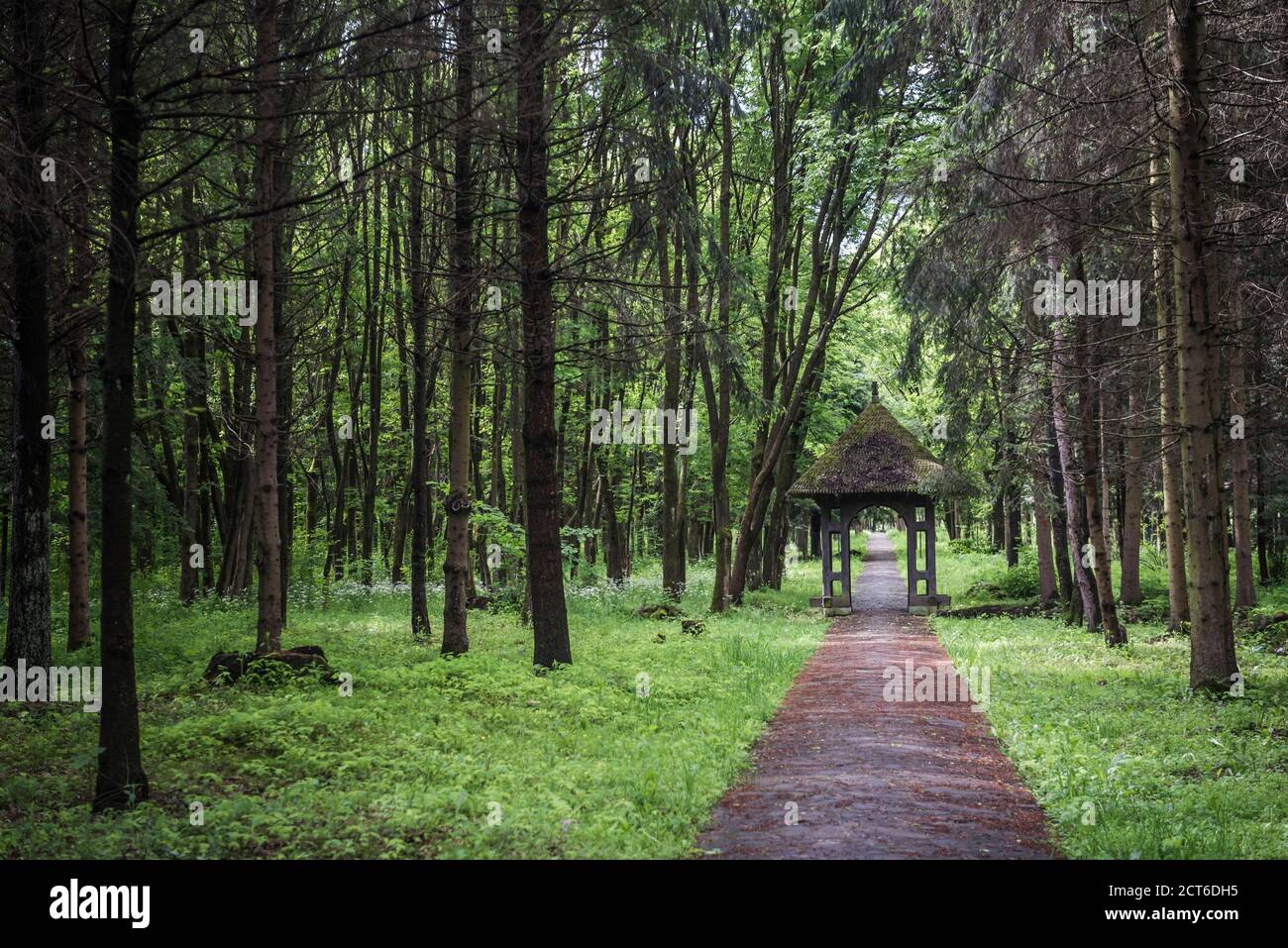 Grounds of Sapanta Peri Monastery, a wooden church in Maramures ...