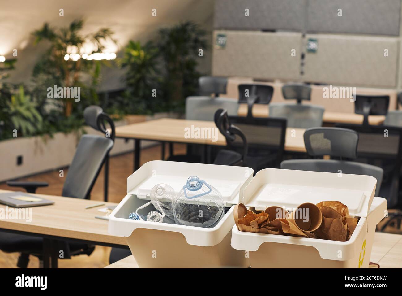 Background image of two waste sorting containers for plastic and ...