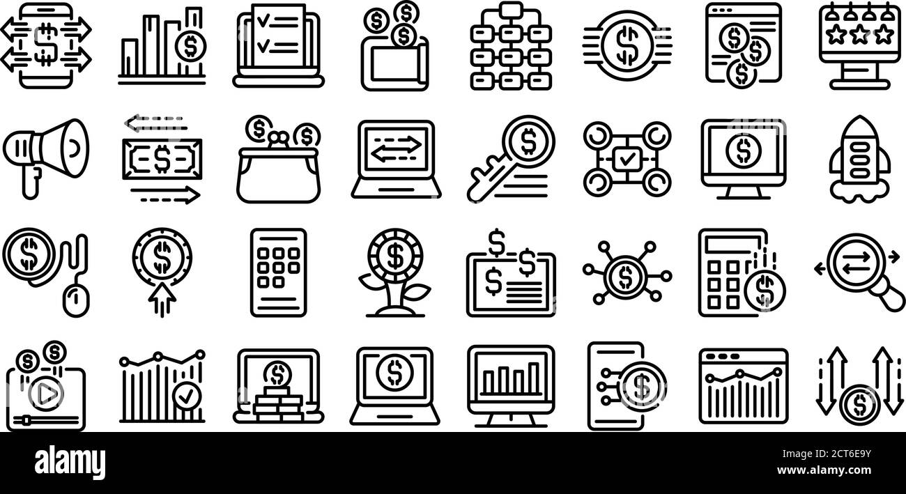 Monetization icons set, outline style Stock Vector Image & Art - Alamy