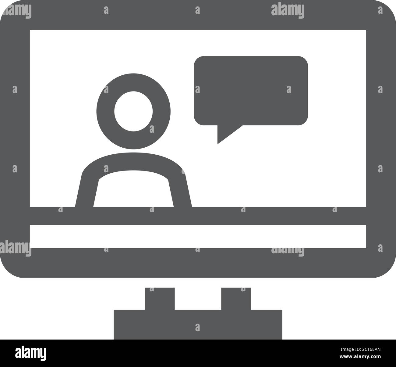 Computer chat icon in thick outline style. Black and white monochrome ...
