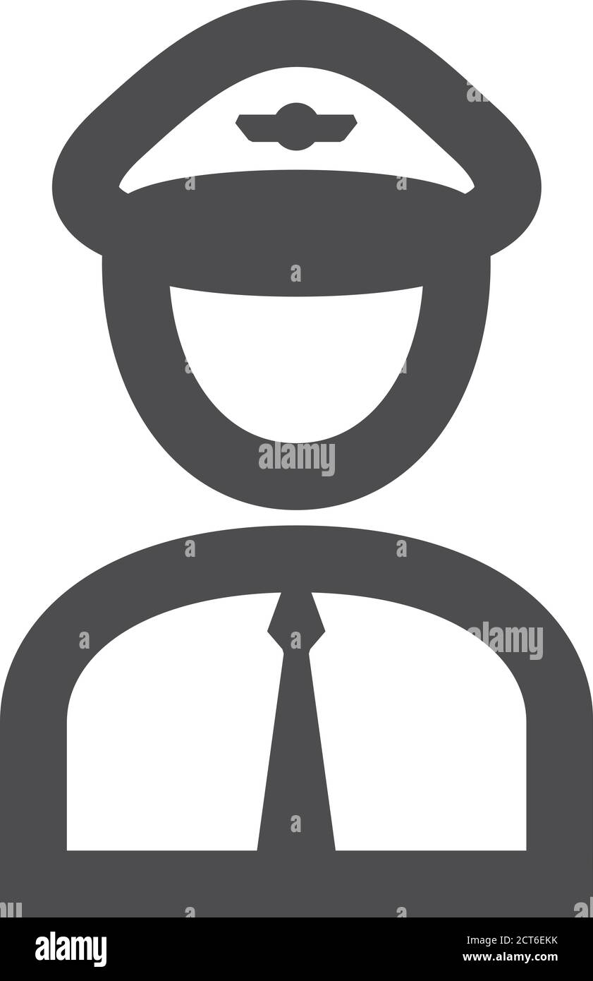 Pilot avatar icon in thick outline style. Black and white monochrome ...