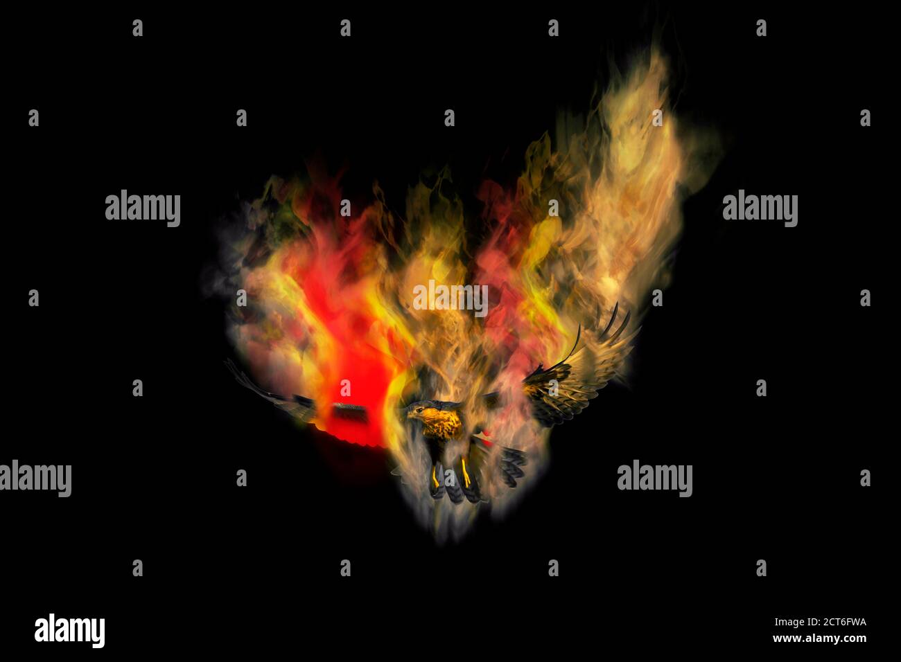 Abstract nature. Flying bird. Dispersion effect. Black background Stock ...