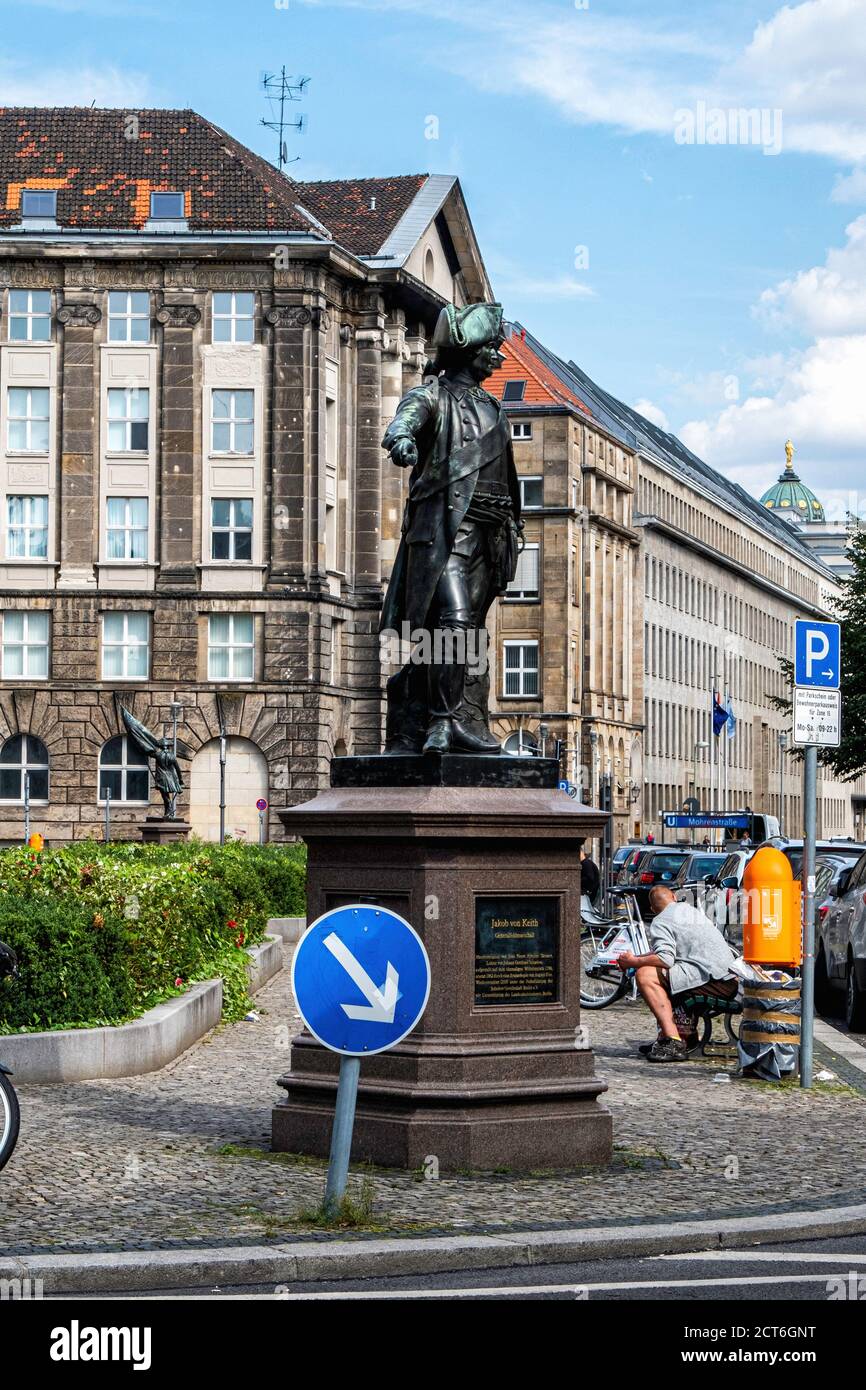 Berlin,Mitte, Zietenplatz.Statue of Jakob von Keith aka James Keith ...