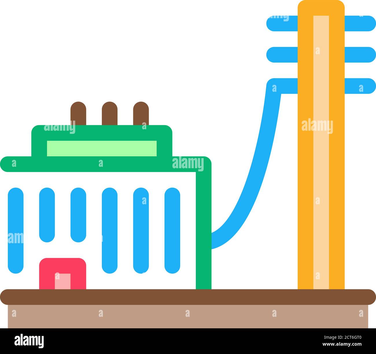 building connected electricity post icon vector outline illustration ...