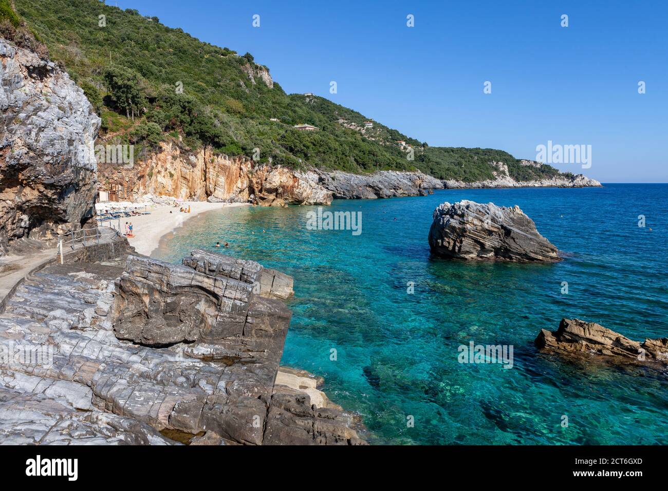 Beaches of Greece, rock formations on Mylopotamos beach, Pelion, Volos ...