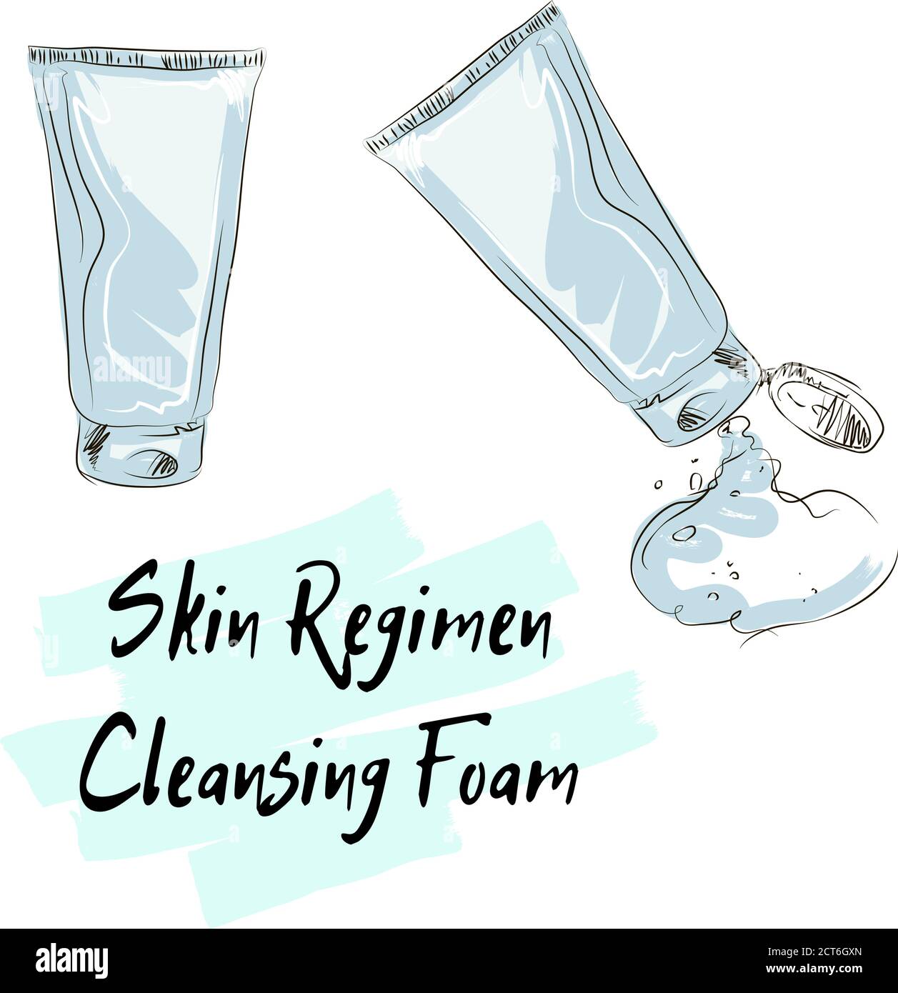 Skin Regimen Cleansing Foam Sketch Of Cosmetics Stock Vector Image