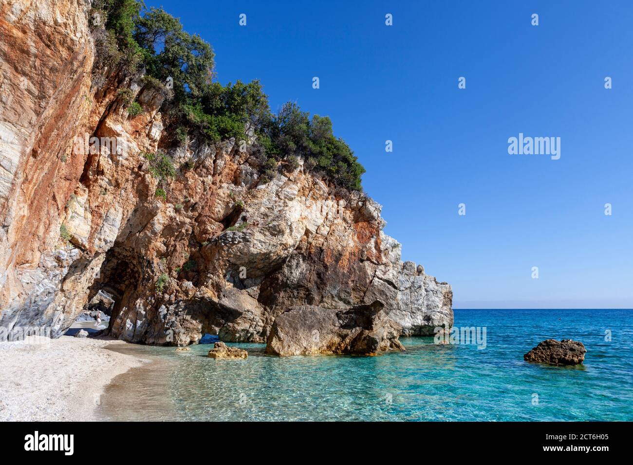 Beaches of Greece, rock formations on Mylopotamos beach, Pelion, Volos ...